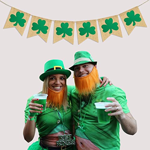 Rustic Shamrock Garland | Burlap Shamrock Garland Banner | St. Patricks Day Decorations | Burlap Clover Garland Banner | Irish Day Celebration Decor