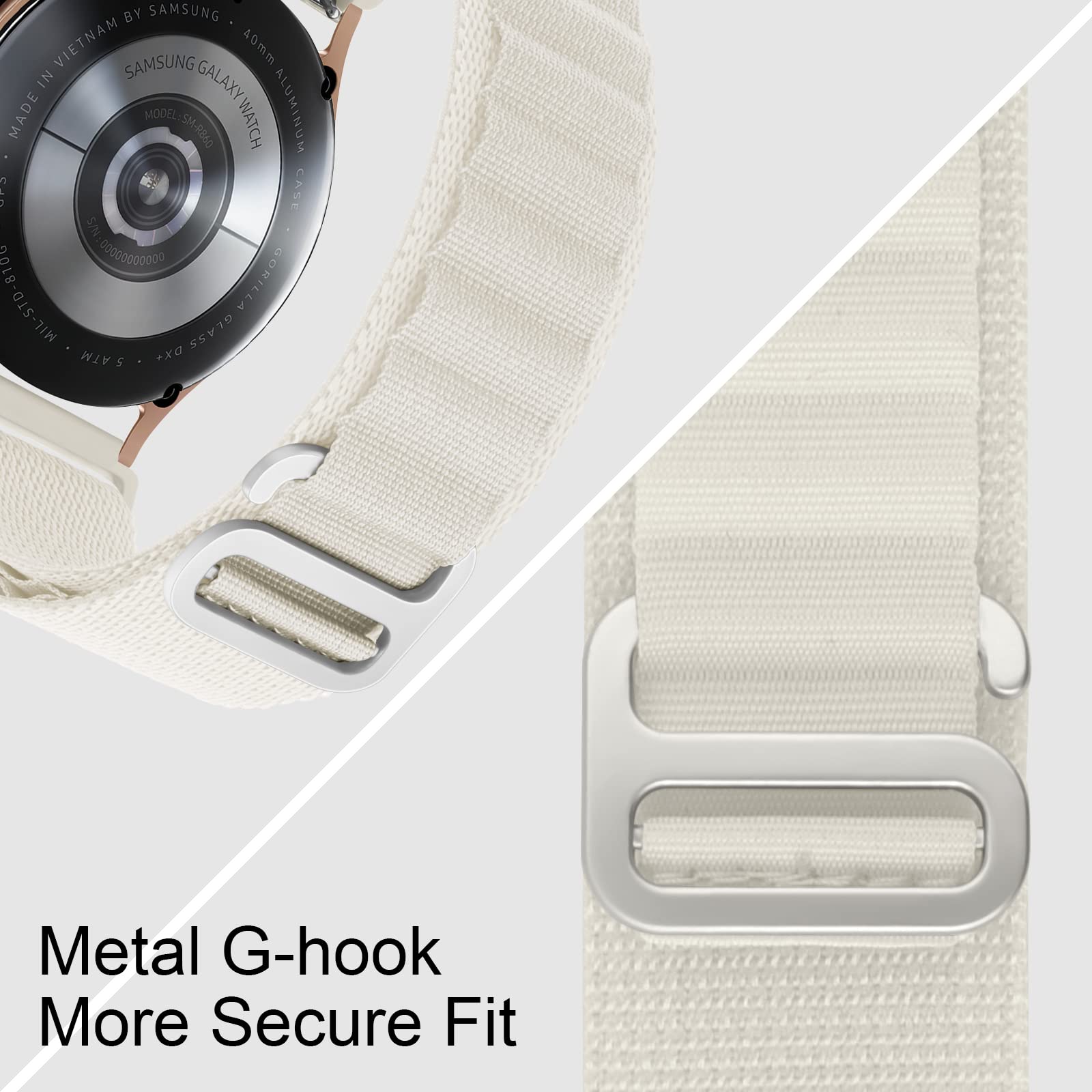 YILED Loop Nylon Bands 20mm 22mm Quick Release Watch Strap, Sport Nylon Solo Loop Rugged Replacement Strap for Women Men (20mm, Starlight)