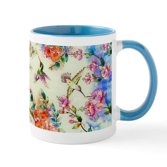 CafePress HUMMINGBIRD_STAINED_GLASS_14 6_Framed P Mug Ceramic Coffee Mug, Tea Cup 11 oz
