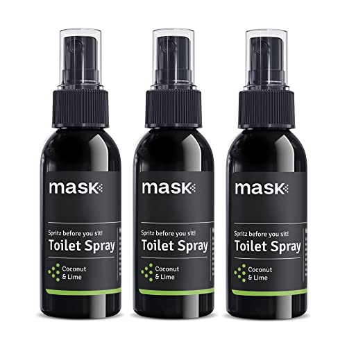 Mask - Toilet Odor Eliminator Spray, Non-Aerosol Odor Neutralizer Spray, Spritz-Before-You-Sit Travel Odor Eliminator, Traps Odors Before You Go, 2 oz, Coconut & Lime Scent, Pack of 3
