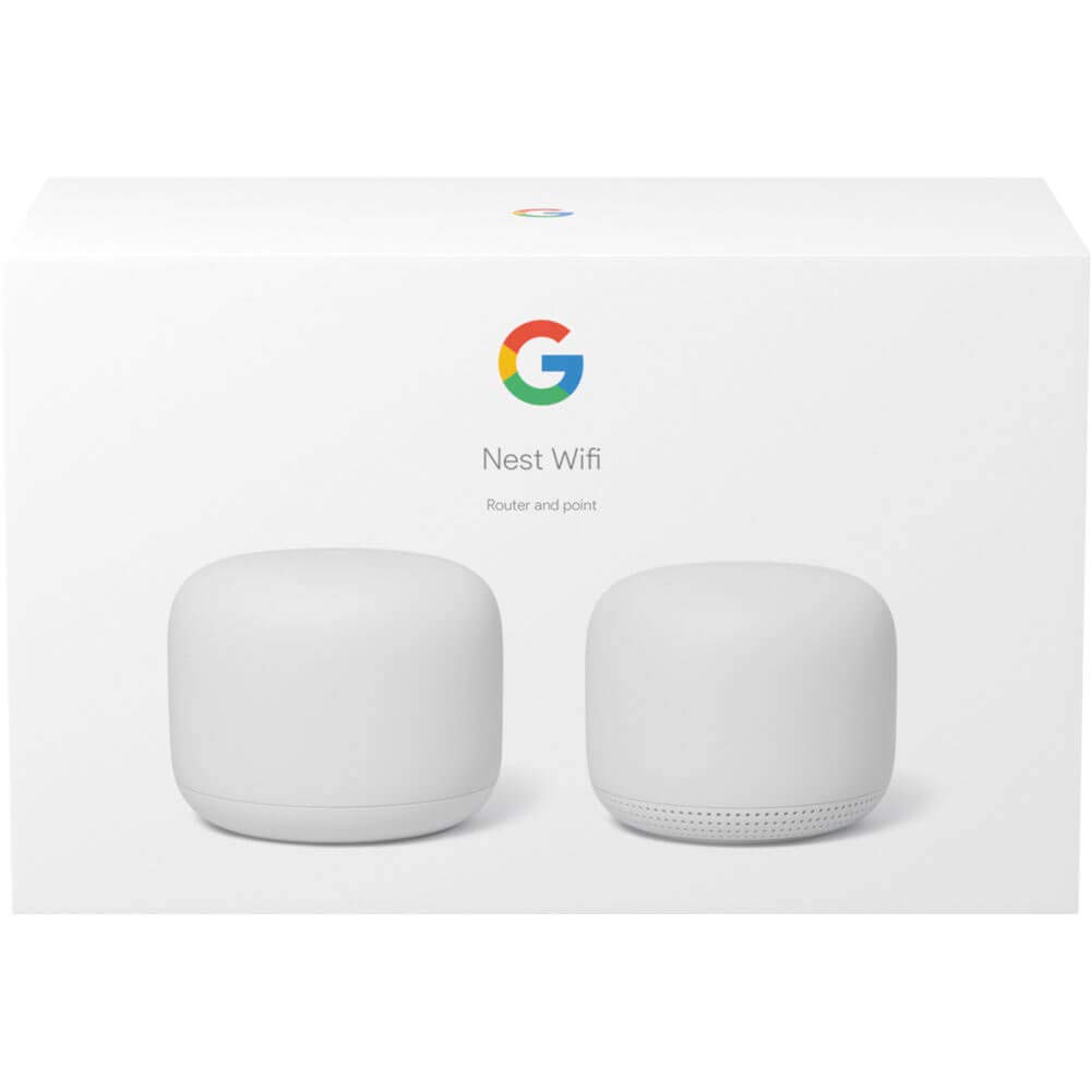 Nest WiFi Router with 1 Point - Mesh for Wireless Internet Wi-Fi Extender Smart Speaker Works and Google Home Systems Snow