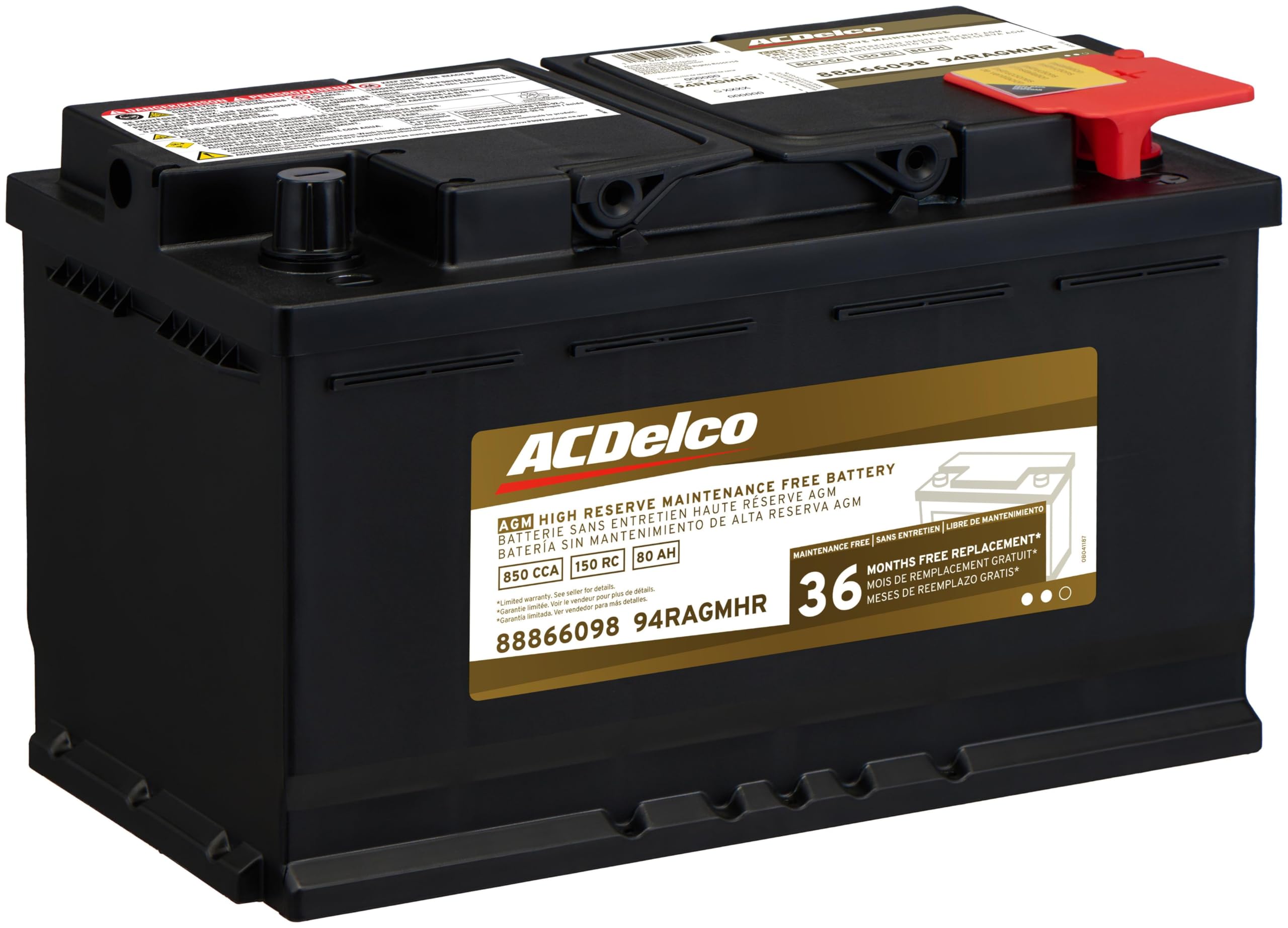 ACDelco Gold 94RAGMHR 36 Month Warranty High Reserve AGM BCI Group 94R Battery
