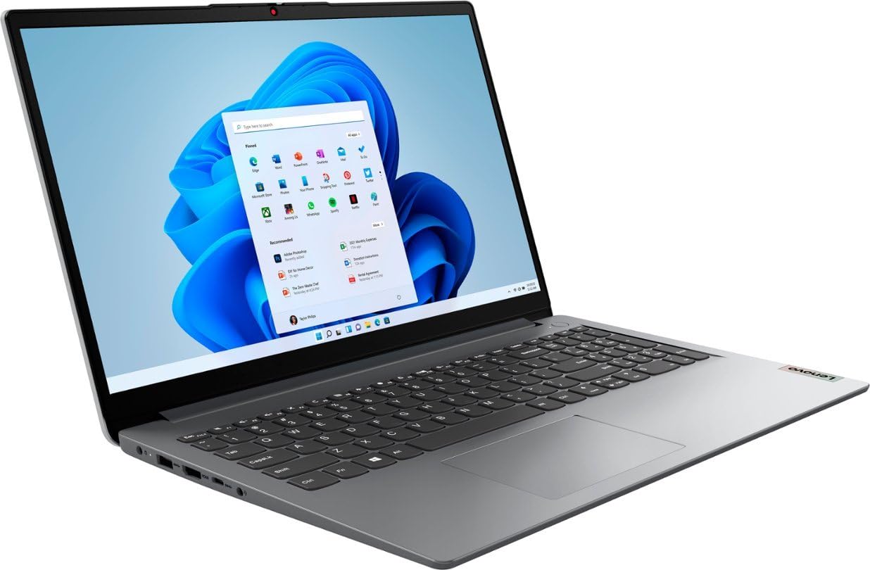 Lenovo IdeaPad 1 15.6"" HD Laptop, Athlon Silver 7120U, 4GB RAM, 256GB PCIE SSD, Webcam, Type-C, SD Card Reader, USB-A&C, Wi-Fi 6, Windows 11 + GM Accessory, Cloud Grey