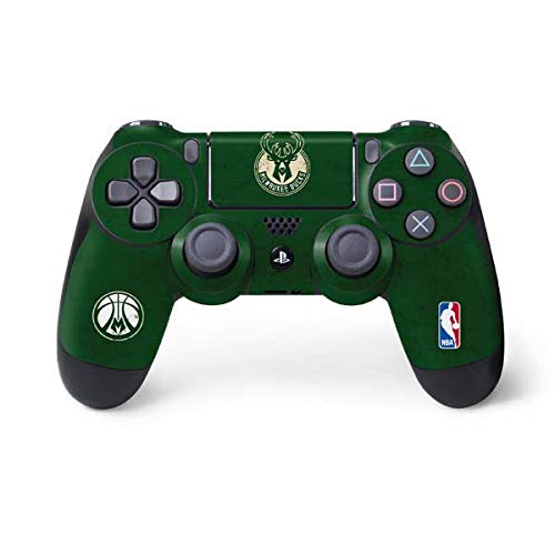 Skinit Decal Gaming Skin Compatible with PS4 Controller - Officially Licensed NBA Milwaukee Bucks Green Distressed Design