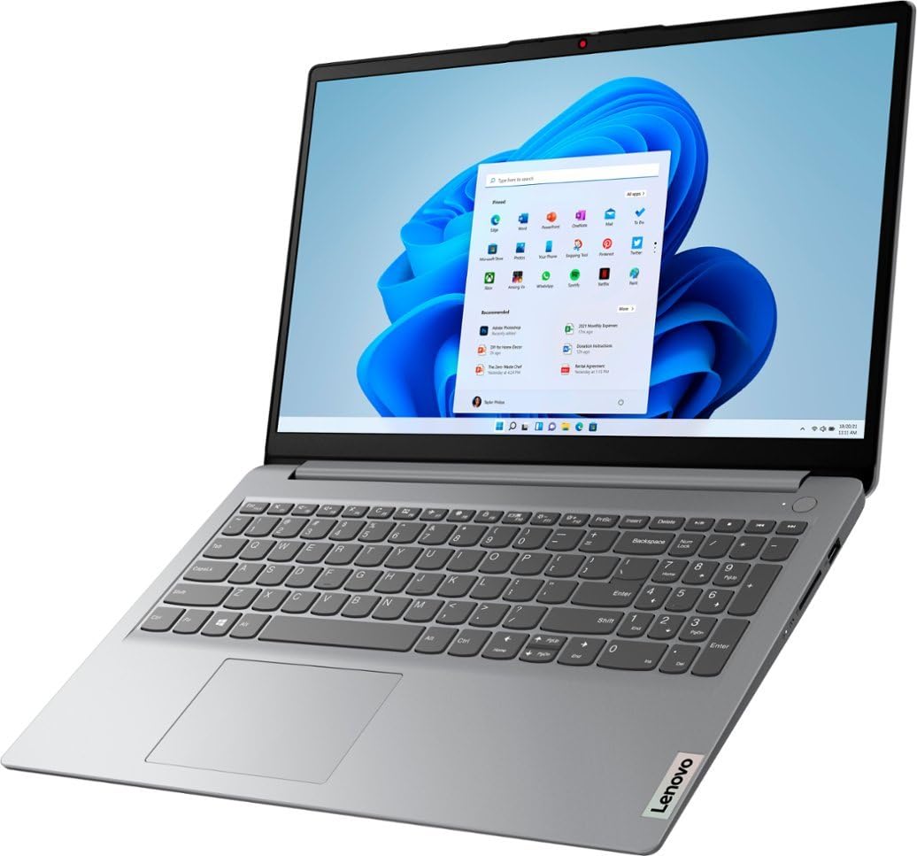 Lenovo IdeaPad 1 15.6"" HD Laptop, Athlon Silver 7120U, 4GB RAM, 256GB PCIE SSD, Webcam, Type-C, SD Card Reader, USB-A&C, Wi-Fi 6, Windows 11 + GM Accessory, Cloud Grey