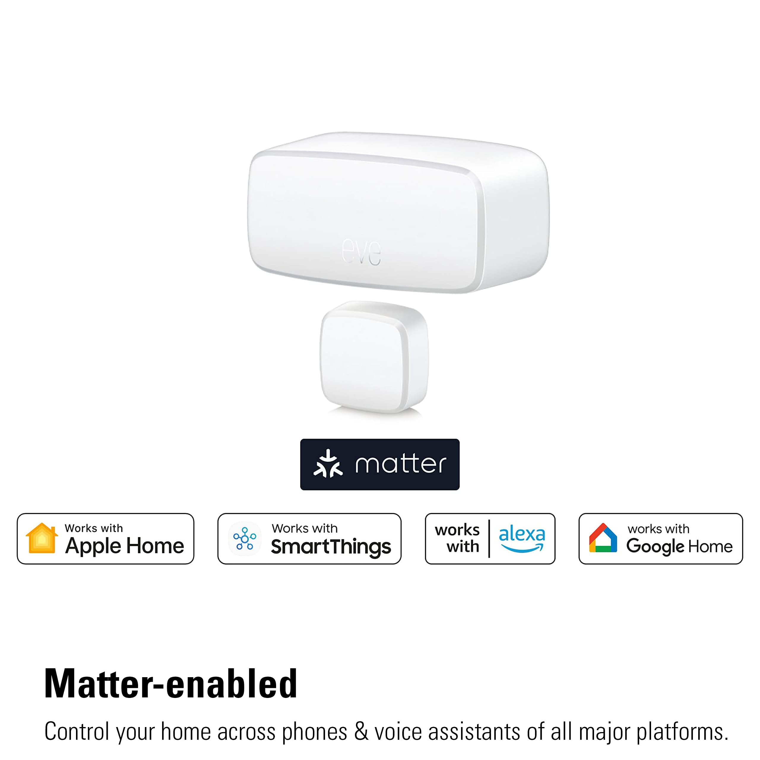 Eve Door & Window (Matter) – Smart Contact Sensor for Doors & Windows, Open/Closed State, Automatic Control of Accessories, Matter Over Thread, Apple Home, Alexa, Google Home, SmartThings