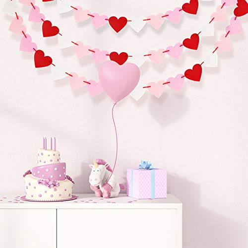 Valentines Day Burlap Banner, Valentines Decor for Home, Be Mine Hanging Banner & 28 Pcs Felt Heart Garland Banner Decor for Mantle Fireplace Wall, Decorations Pre-Assembled - No DIY Required