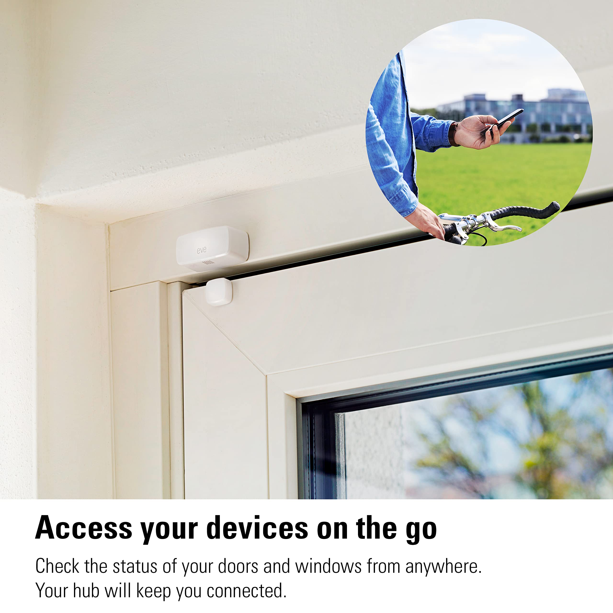 Eve Door & Window (Matter) – Smart Contact Sensor for Doors & Windows, Open/Closed State, Automatic Control of Accessories, Matter Over Thread, Apple Home, Alexa, Google Home, SmartThings