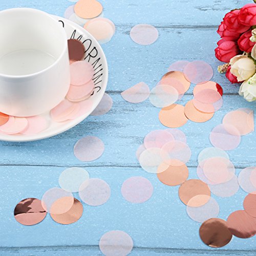 TecUnite Rose Gold Pink Confetti Tissue Paper Table Confetti, 1.76 oz