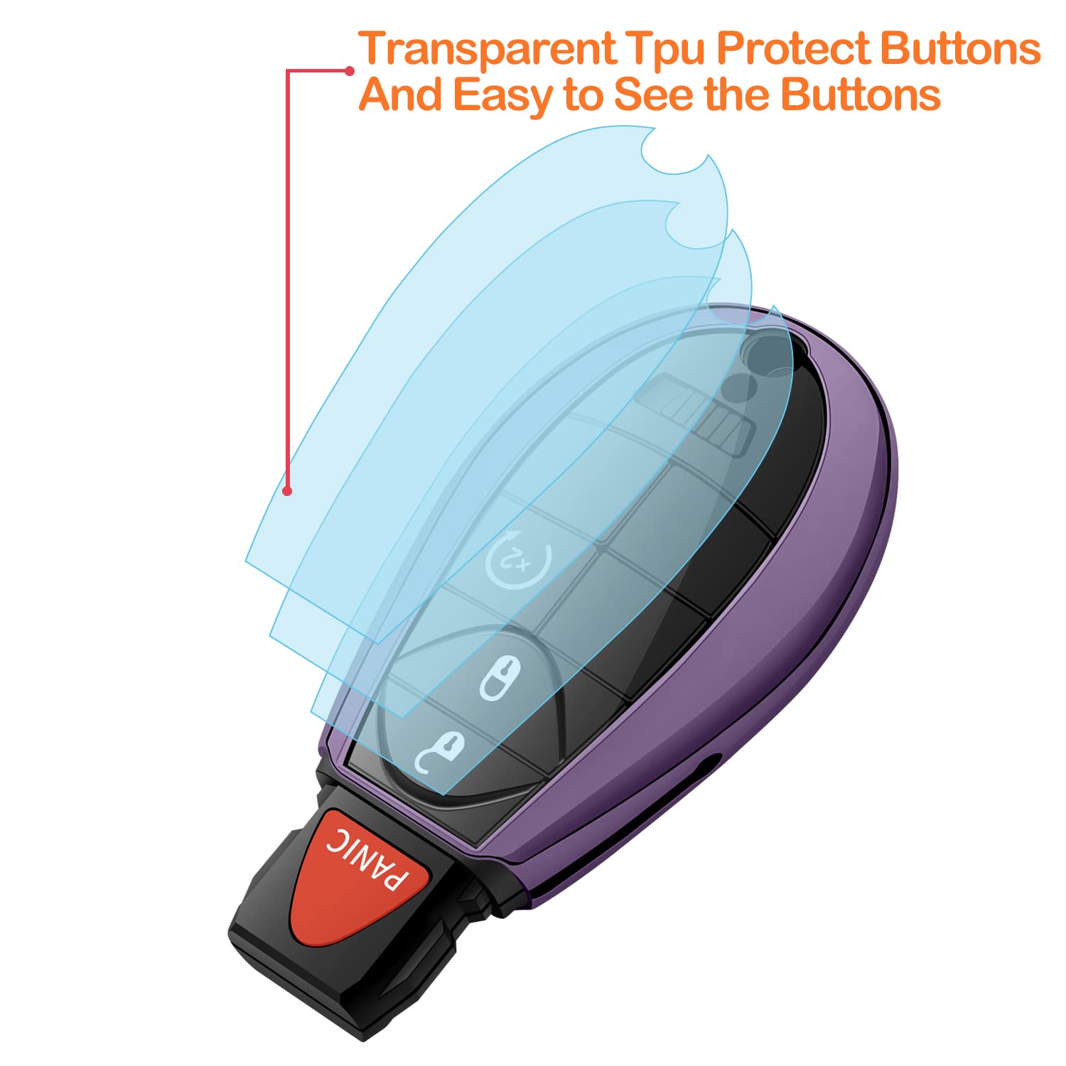 Houking for Dodge Key fob Cover,Soft Protector Case Key Shell with Leather Keychain,Fit for Grand Caravan Charger Challenger Durango Journey Magnum Ram Remote Key,Key Case Purple Black