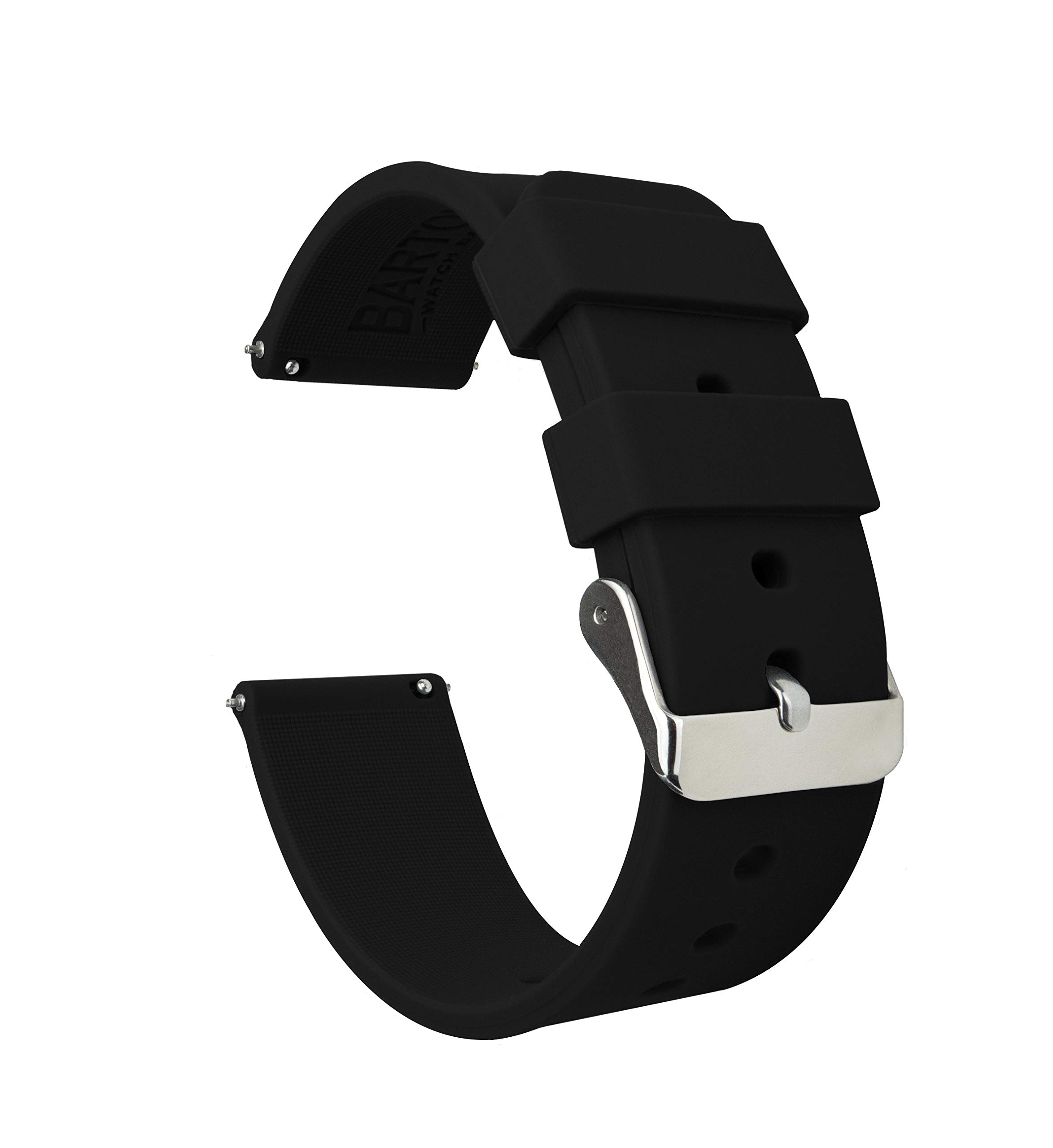 BARTON WATCH BANDS 24mm Black Soft Silicone Quick Release Straps