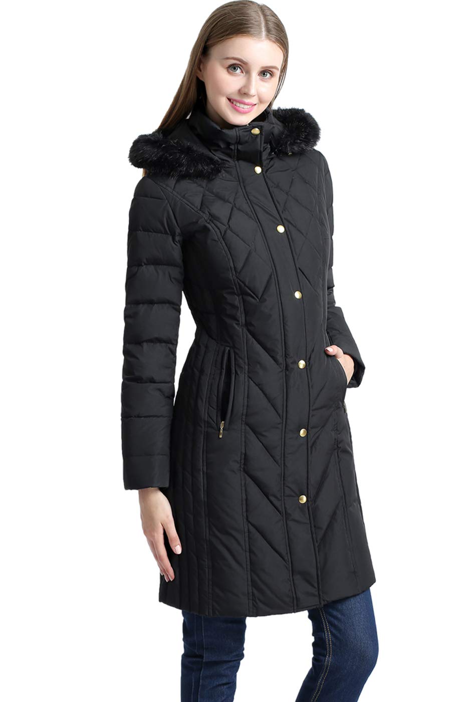 BGSD Women Addi Waterproof Hooded Long Down Parka Coat Novelty Winter Jacket Black X-Large