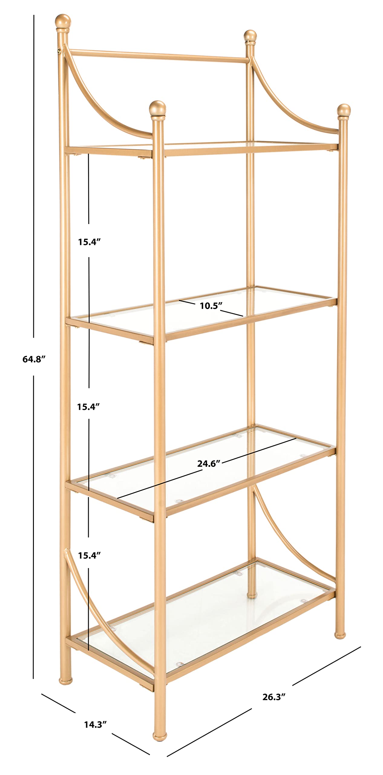 Safavieh Home Collection Diana Liquid Gold and Tempered Glass 4 Tier Etagere