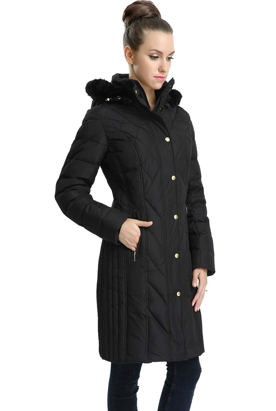 BGSD Women Addi Waterproof Hooded Long Down Parka Coat Novelty Winter Jacket Black X-Large
