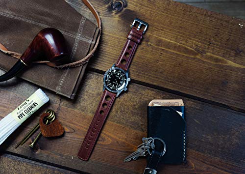 BARTON WATCH BANDS 22mm Chocolate - Rally Horween Leather Watch Bands - Integrated quick release spring bars- 316L stainless steel- Choose Strap Color & Width
