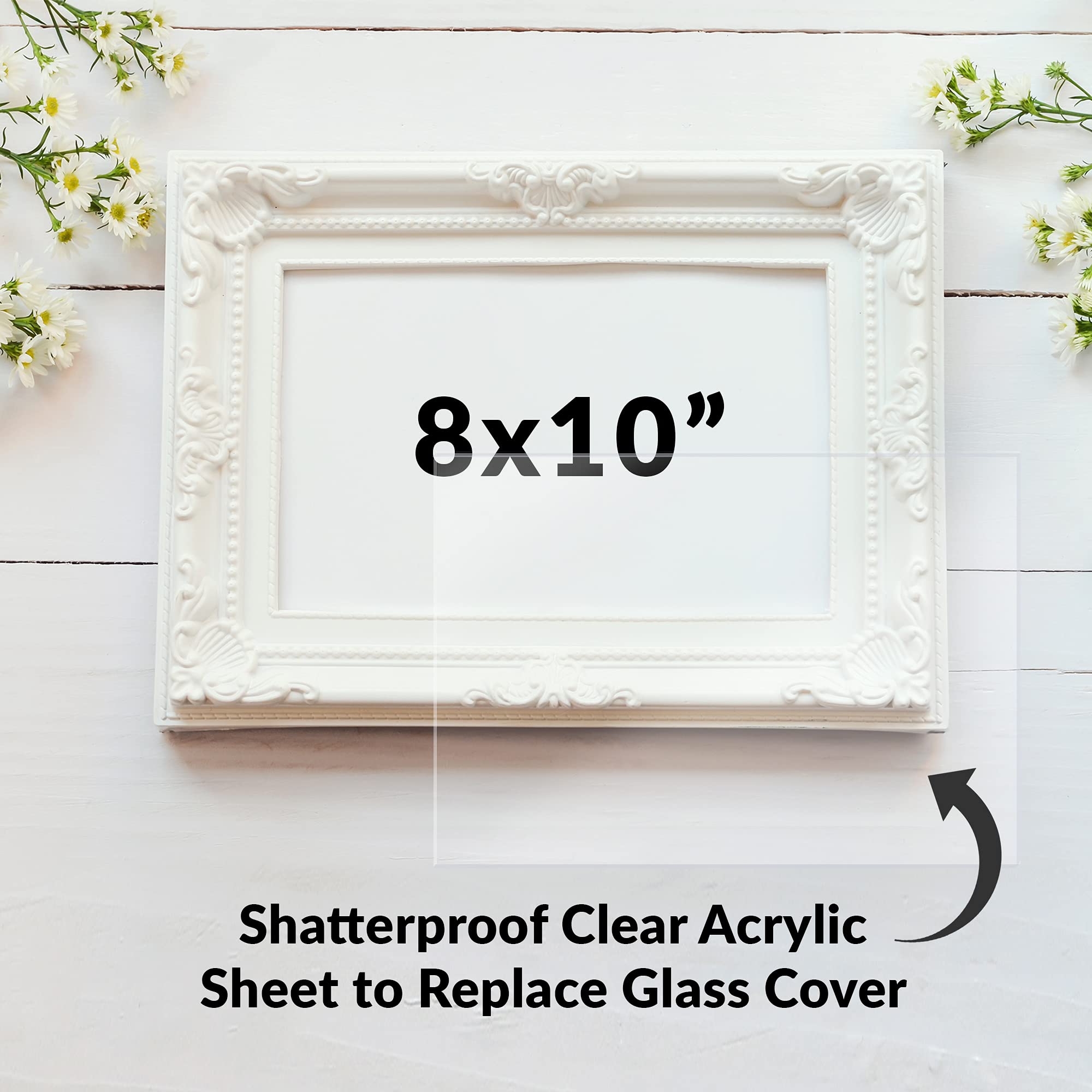 SimbaLux Acrylic Sheet Clear Plexiglass 8” x 10” 0.04” Thick (1mm) Pack of 10 Transparent Plastic Plexi Glass Board with Protective Paper for Photo Frame Replacement, DIY Display Projects, Craft