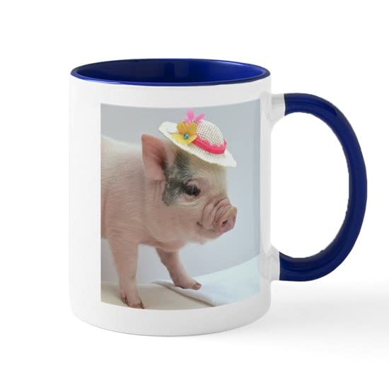 CafePress Micro Pig With Summer Hat Small Mug Ceramic Coffee Mug, Tea Cup 11 oz