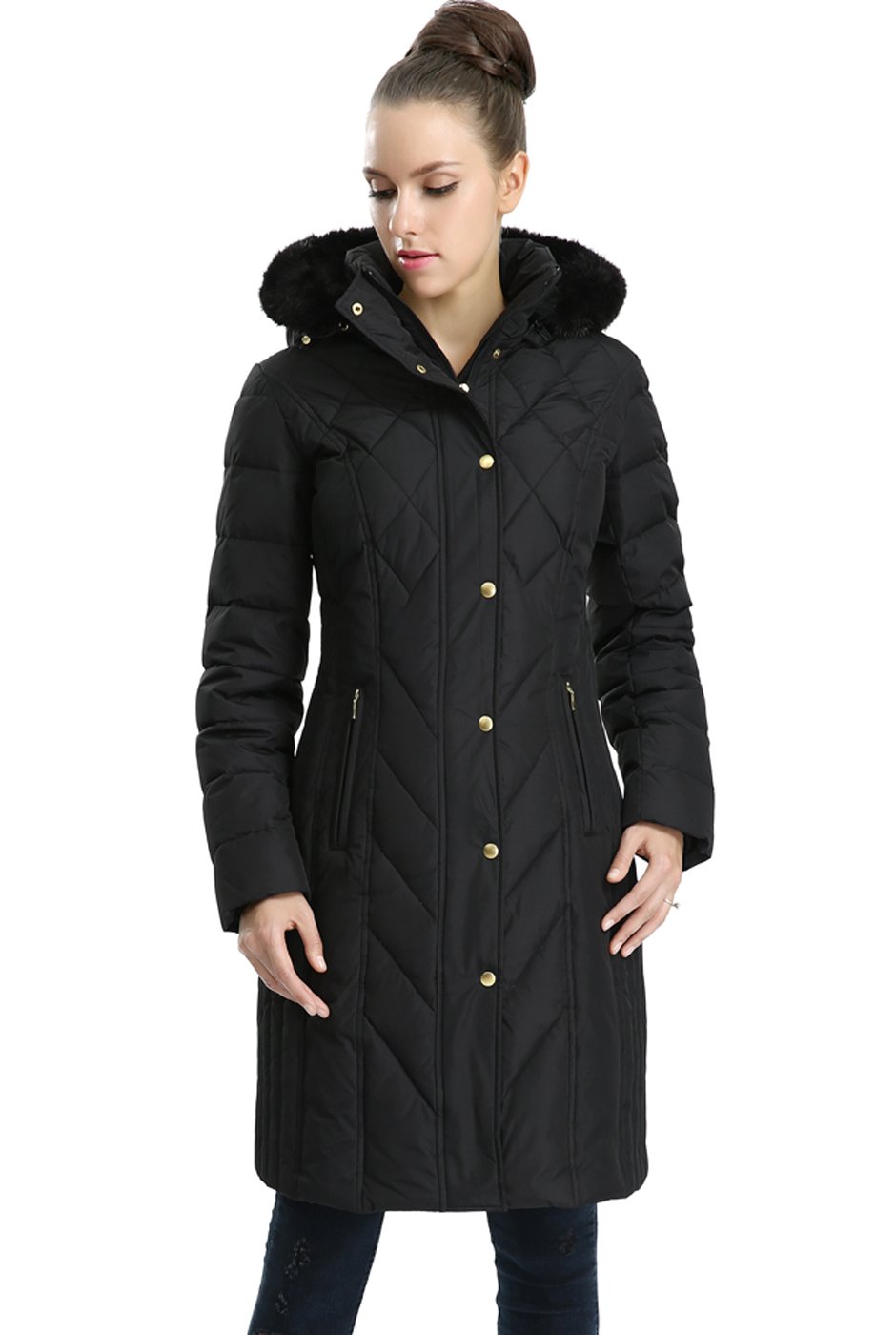 BGSD Women Addi Waterproof Hooded Long Down Parka Coat Novelty Winter Jacket Black X-Large