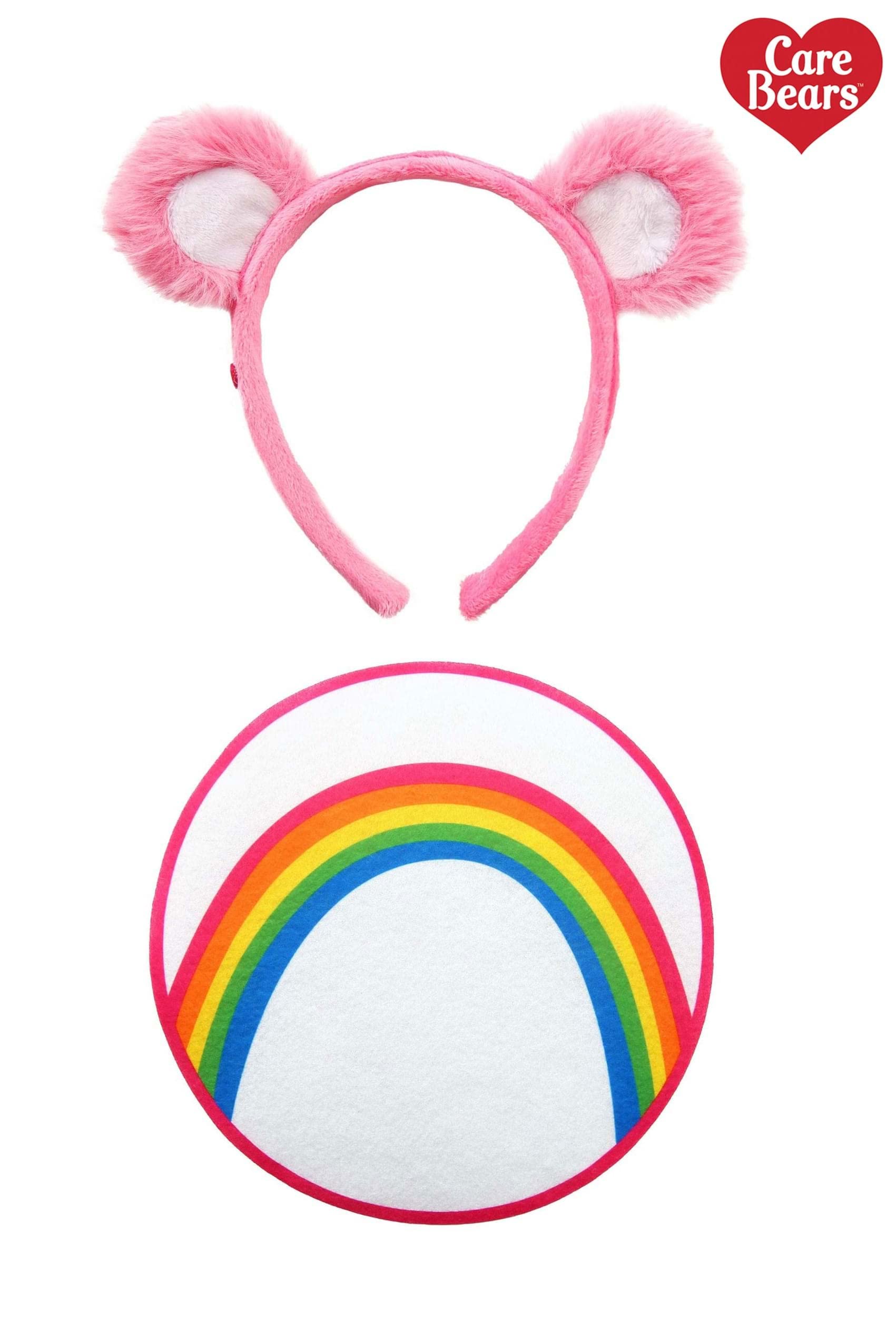 Fun Costumes Cheer Bear Care Bears Ears & Patch Accessory Kit - Faux Fur Ears with Iron-On Patch, Officially Licensed
