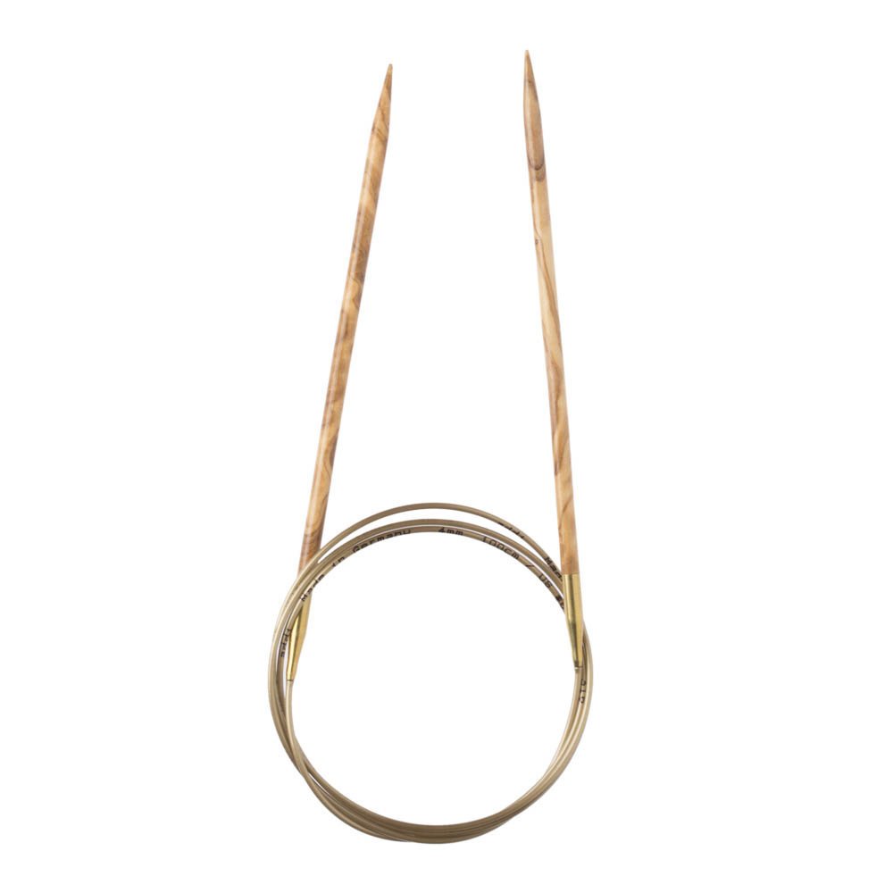 Addi Olive Wood 24 inch (60cm) Circular Knitting Needles; US size 8 (5 mm), Made in Germany - 575-7/60/5