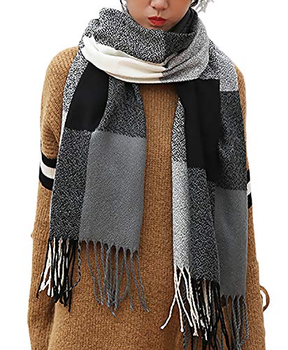 YSense Women's Long Plaid Blanket Scarf Chunky Oversized Winter Fall Warm Scarf Big Tartan Scarves Wrap Shawl Ladies Gifts