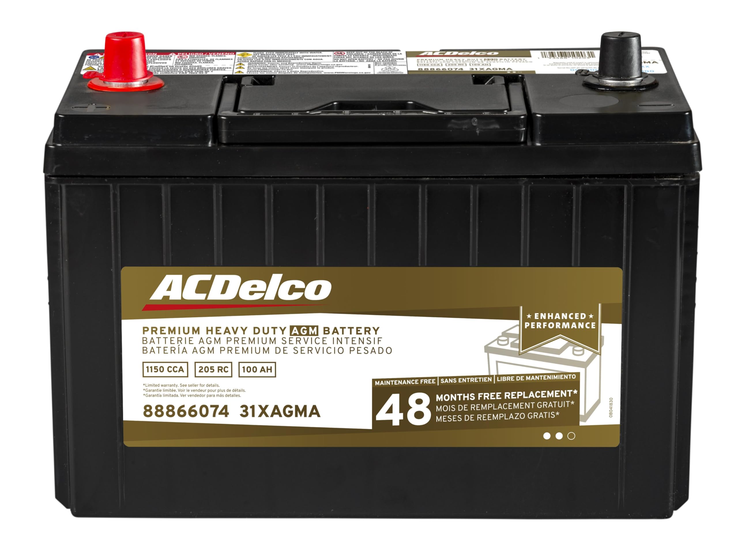ACDelco Gold 31XAGMA 48 Month Warranty Premium Heavy Duty AGM BCI Group 31 Battery