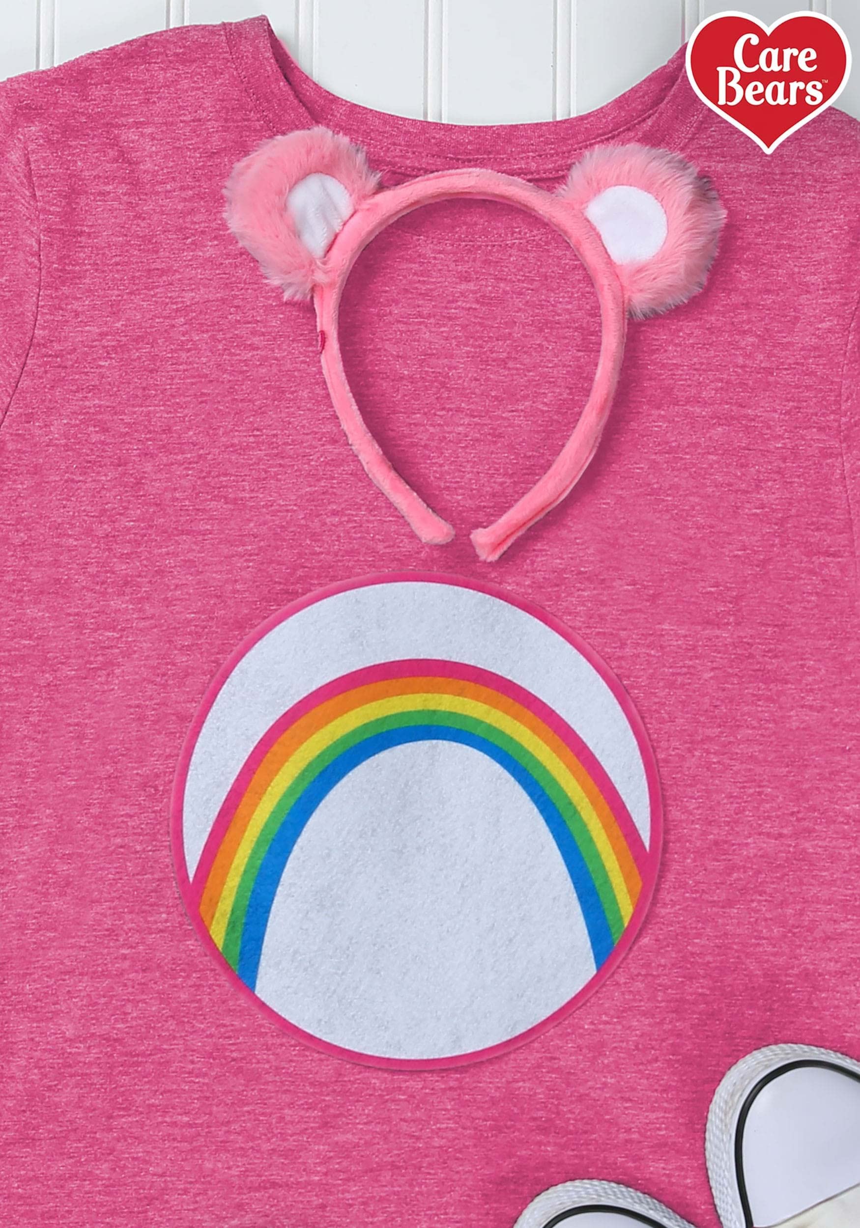 Fun Costumes Cheer Bear Care Bears Ears & Patch Accessory Kit - Faux Fur Ears with Iron-On Patch, Officially Licensed