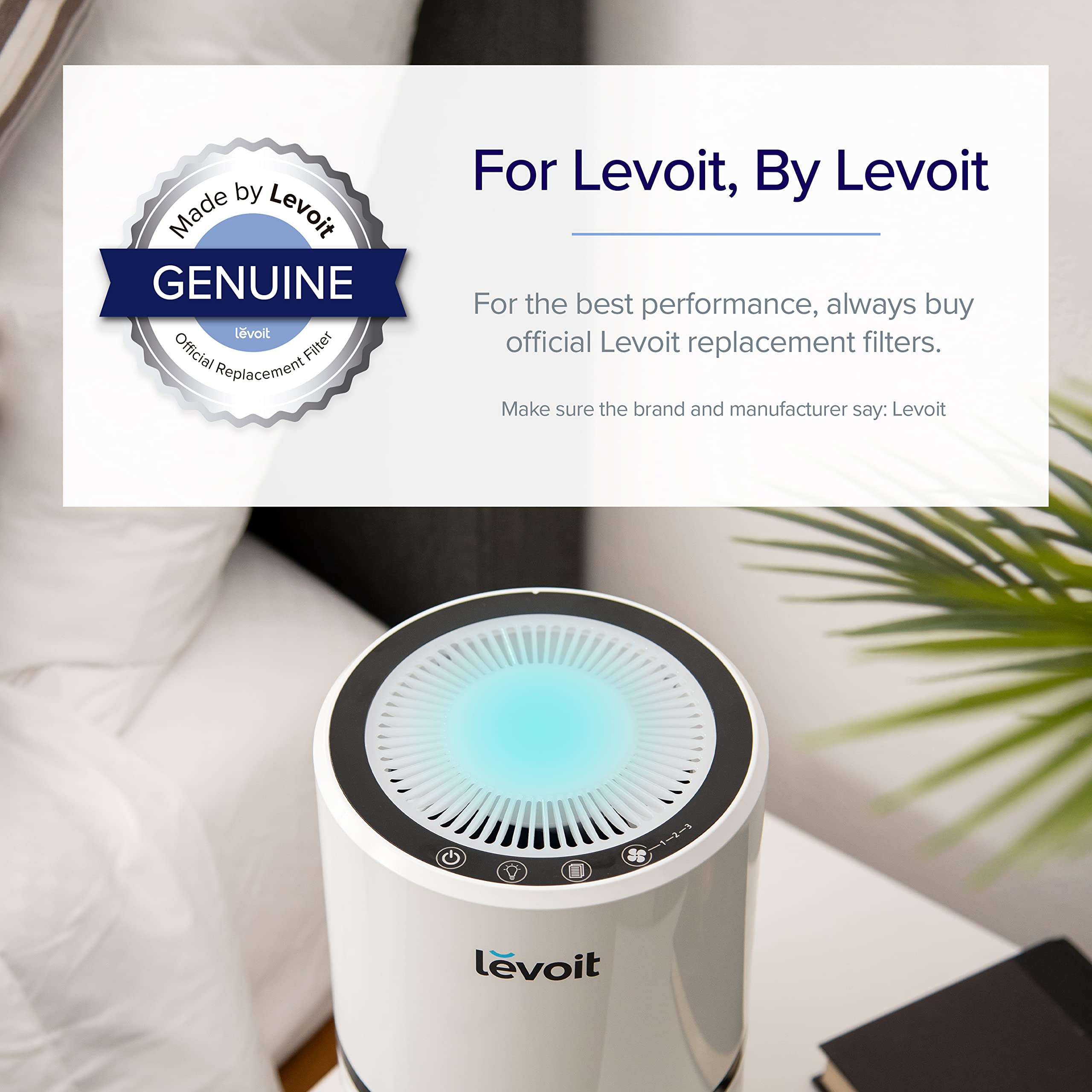 LEVOIT LV-H132 Air Purifier Replacement Filter, 3-in-1 Nylon Pre-Filter, High-Efficiency Activated Carbon, LV-H132-RF, 4 Pack