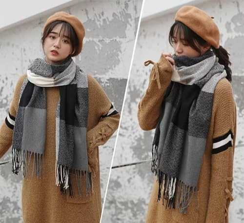 YSense Women's Long Plaid Blanket Scarf Chunky Oversized Winter Fall Warm Scarf Big Tartan Scarves Wrap Shawl Ladies Gifts