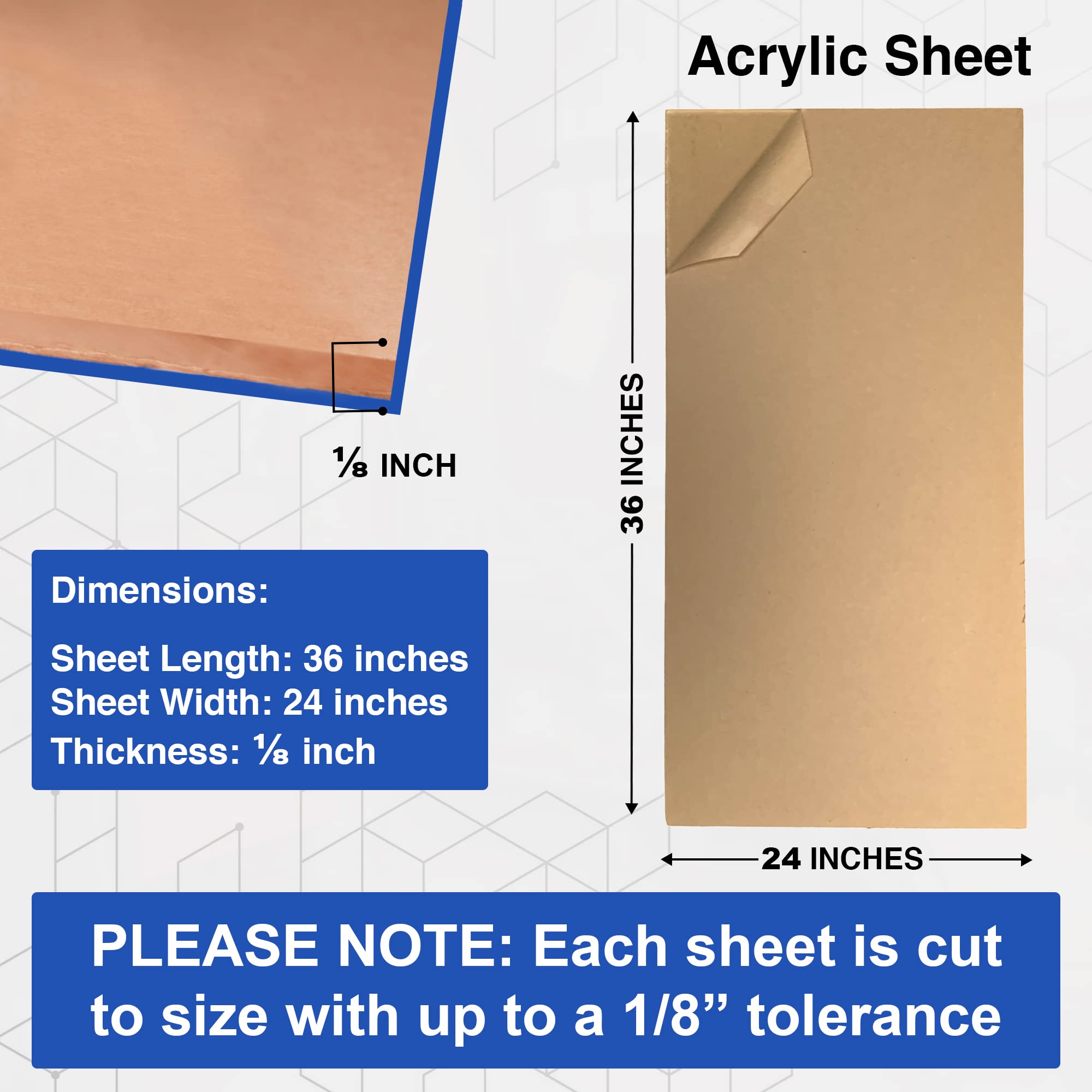 Duco Clear Cast Acrylic Sheet 1/8 Inch Thick 24" X 36" - Pack of 1 (3mm) Thin, Clear Acrylic Sheet - Transparent Plexiglass Panel for DIY Crafts, Window Replacements, Signs, Displays, and More