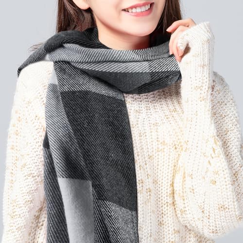 YSense Women's Long Plaid Blanket Scarf Chunky Oversized Winter Fall Warm Scarf Big Tartan Scarves Wrap Shawl Ladies Gifts