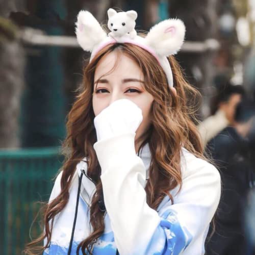 Qazuoik Hairpin Headbands For Girls,South Korea Cute Funny Hair Band, Wash Face Simple Personality Creative Hair Band, Go Out With Hair Clip Headband (28-White Bear Hair Band)