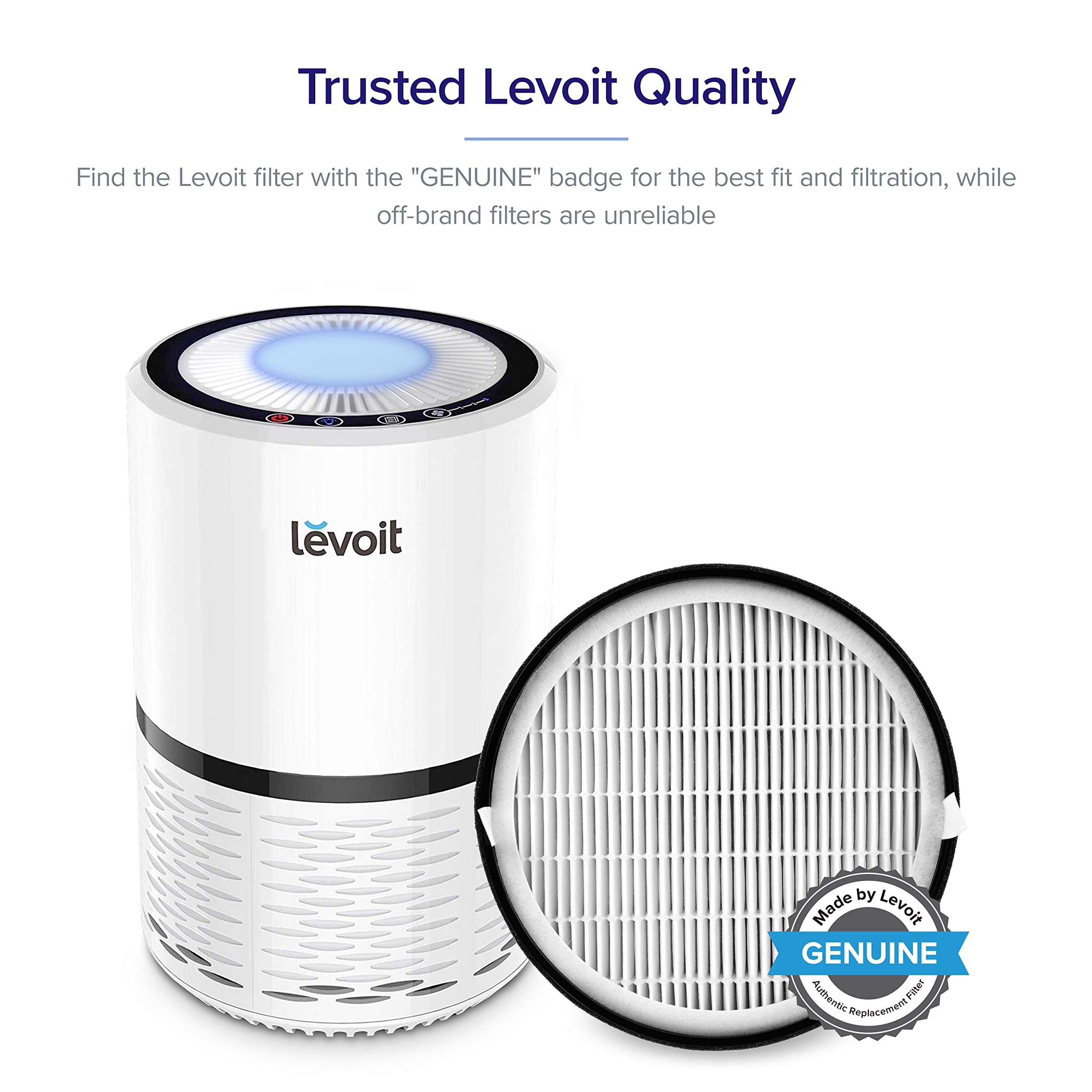 LEVOIT LV-H132 Air Purifier Replacement Filter, 3-in-1 Nylon Pre-Filter, High-Efficiency Activated Carbon, LV-H132-RF, 4 Pack