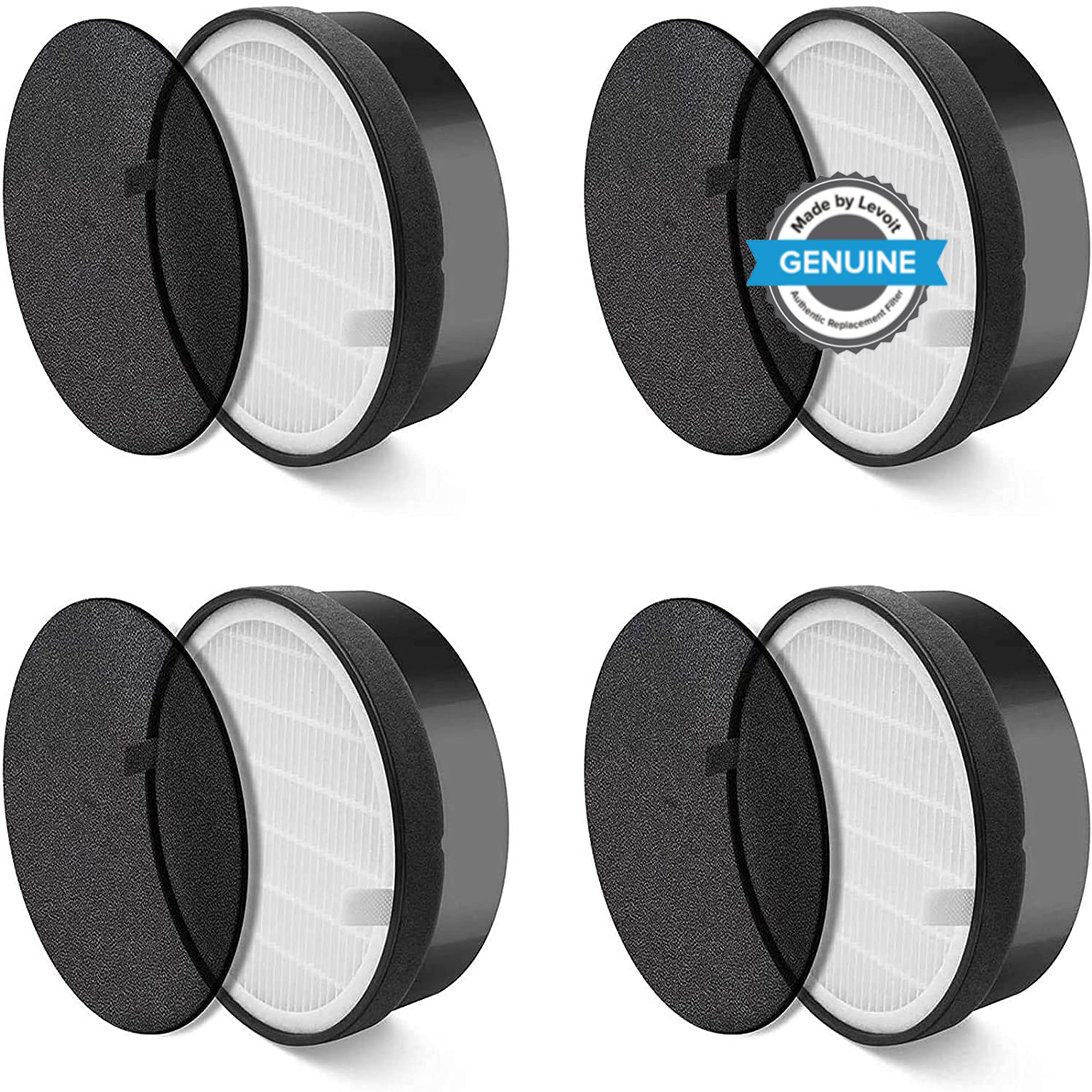 LEVOIT LV-H132 Air Purifier Replacement Filter, 3-in-1 Nylon Pre-Filter, High-Efficiency Activated Carbon, LV-H132-RF, 4 Pack