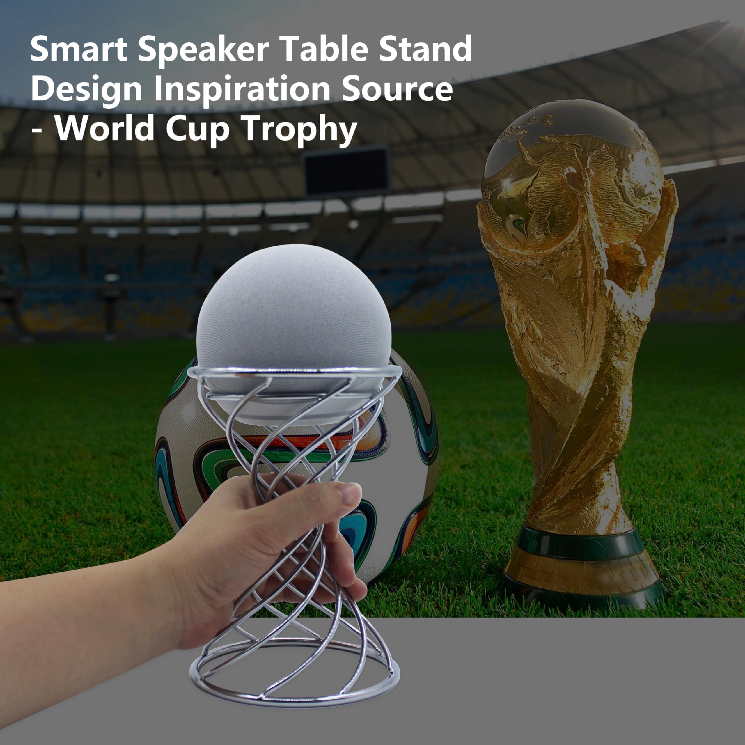 Dutiplus Smart Speaker Table Stand Decorative Holder for Echo Dot 5nd/4rd/3th/2th Gen, Echo 4nd/3rd/2th Gen, Echo Glow, Apple Homepod Mini and Google Home Mini/Nest Mini(Chrome)