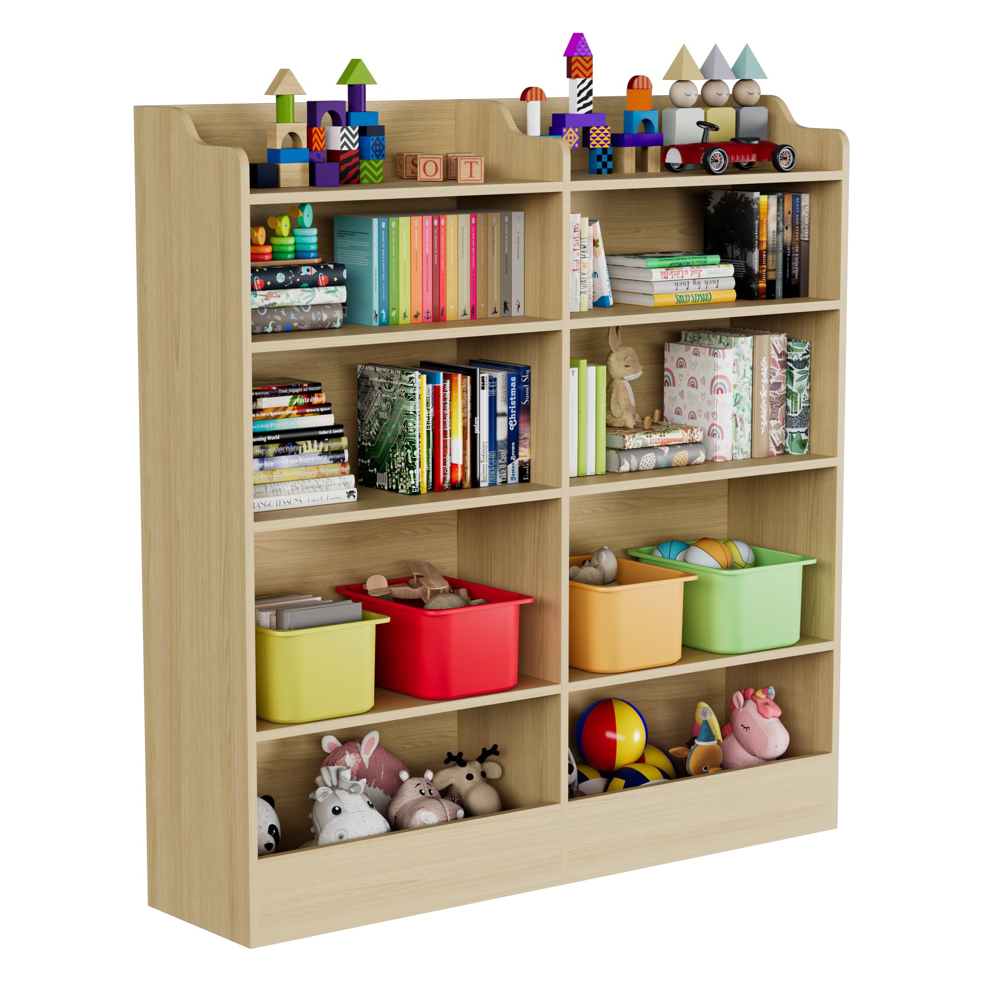 Cozy Castle 5 Tier Bookshelf, 10 Cube Toy Storage Organizer, Toddler Bookcase Storage Cabinet for Playroom, Bedroom, Kids Room, Reading Nook, Nursery