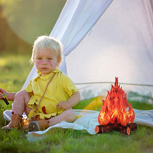 Boao 3D Decorative Cardboard Campfire Centerpiece Artificial Fire Fake Flame Paper Party Decorative Flame Torch (Red Orange, 2 Set)