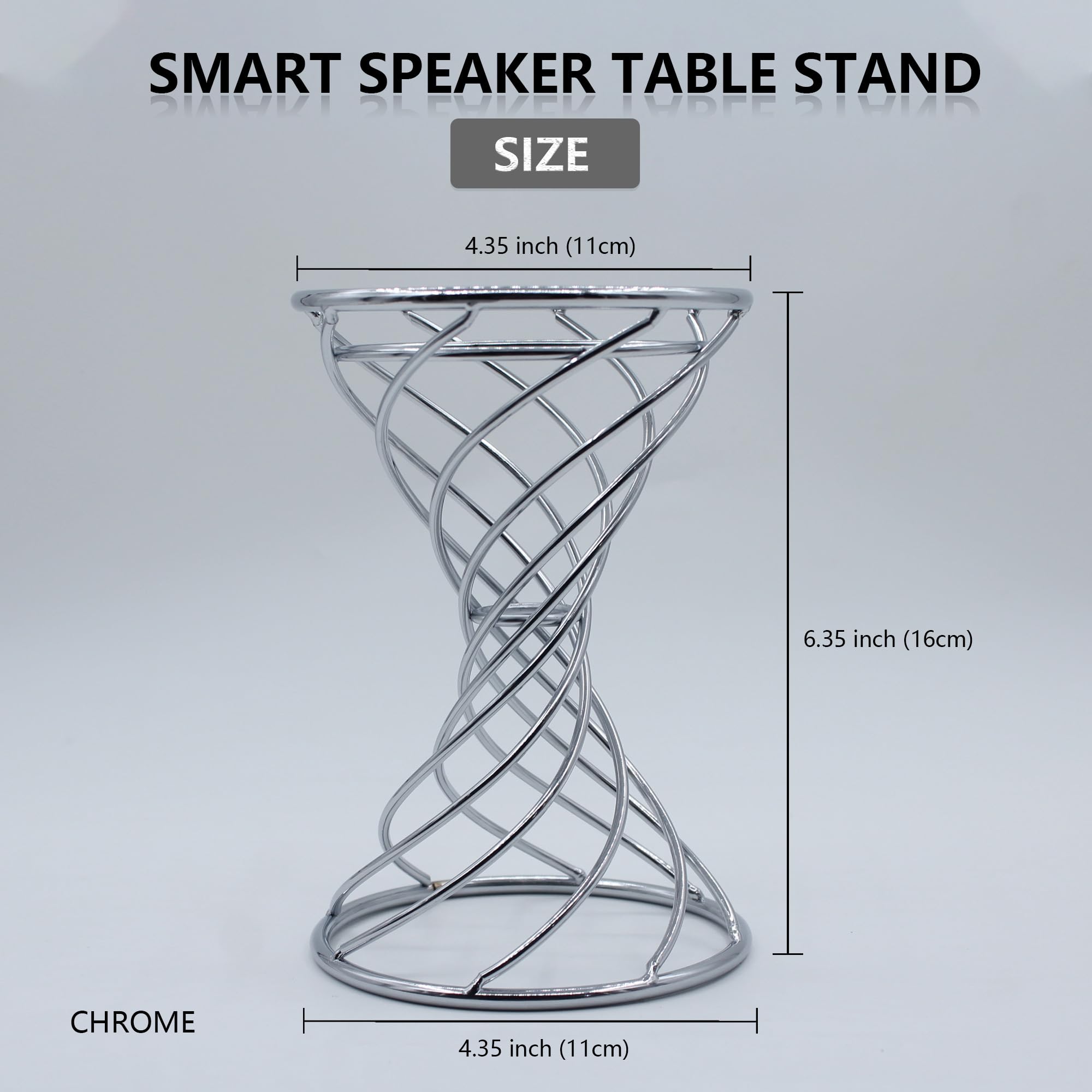Dutiplus Smart Speaker Table Stand Decorative Holder for Echo Dot 5nd/4rd/3th/2th Gen, Echo 4nd/3rd/2th Gen, Echo Glow, Apple Homepod Mini and Google Home Mini/Nest Mini(Chrome)