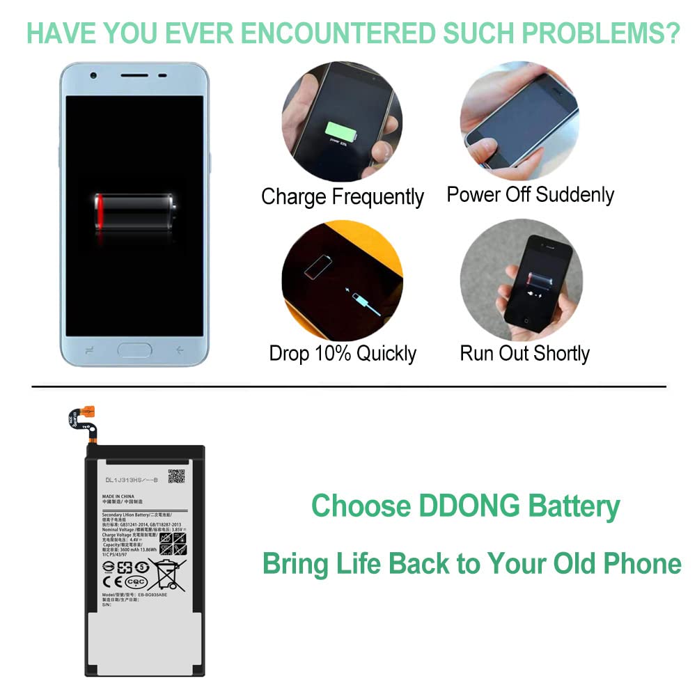DDONG Replacement Battery EB-BG935ABE for Samsung Galaxy S7 Edge G935V Verizon, G935A AT&T,G935T T-Mobile, G935P Sprint, G935R4 US Cellular Battery Free Adhesive Tool