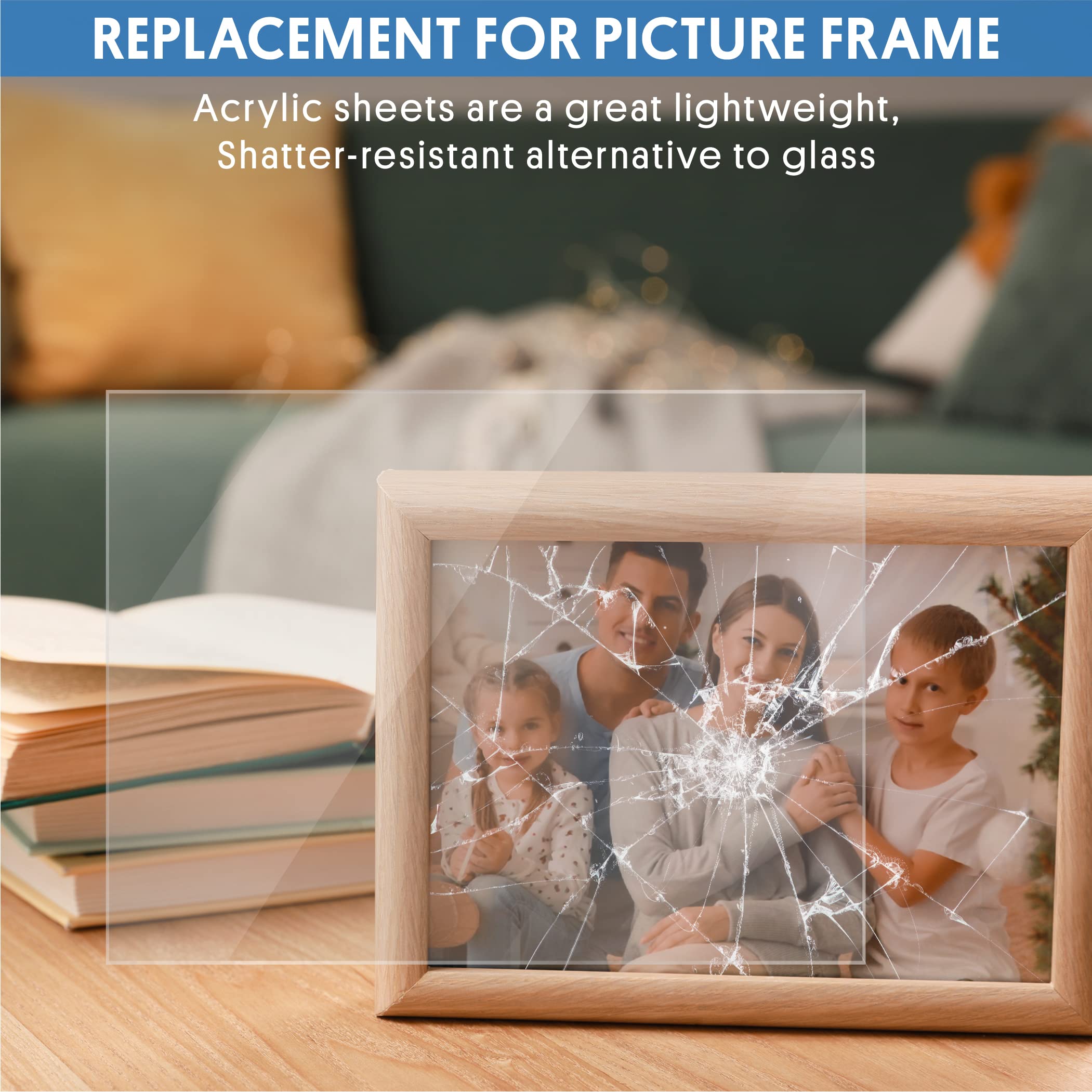 DisplayBug Plexiglass Sheets Pack of 10 Durable PET Panels for Poster & Picture Frames, Arts & Crafts Plastic Sheeting Protective Sheet Barrier Made in USA (10, 5X7)