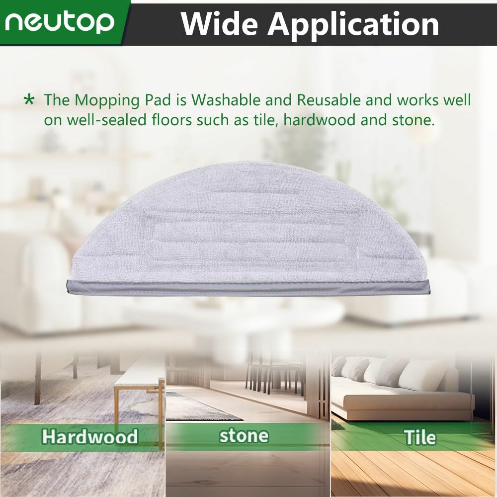 neutop Mop Cloths Pads, Compatible with Roborock S8, S8+, S7, S7+, S7 MaxV Plus/MaxV Ultra/Pro Ultra, Robot Vacuum Cleaners, Washable Spare Parts Accessories, 6-Pack.