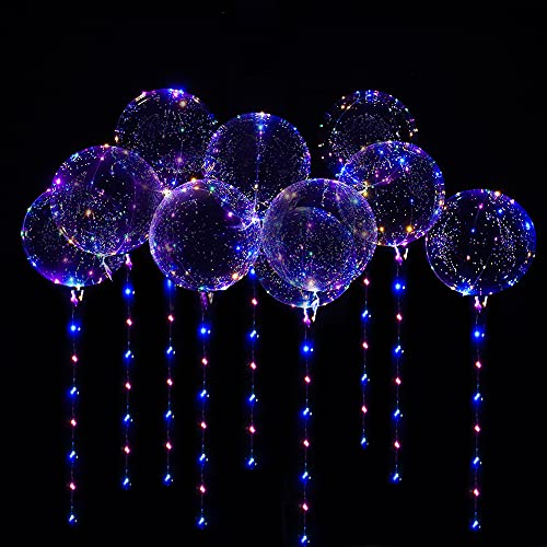 Clear Led Bobo Balloons - 10 Pack LED Light Up Colorful Bobo Balloons, 20 Inches Helium Clear Balloons for Party, Christmas, Wedding, Anniversary, Graduation, Decoration, House Warming, Birthday Party Balloons