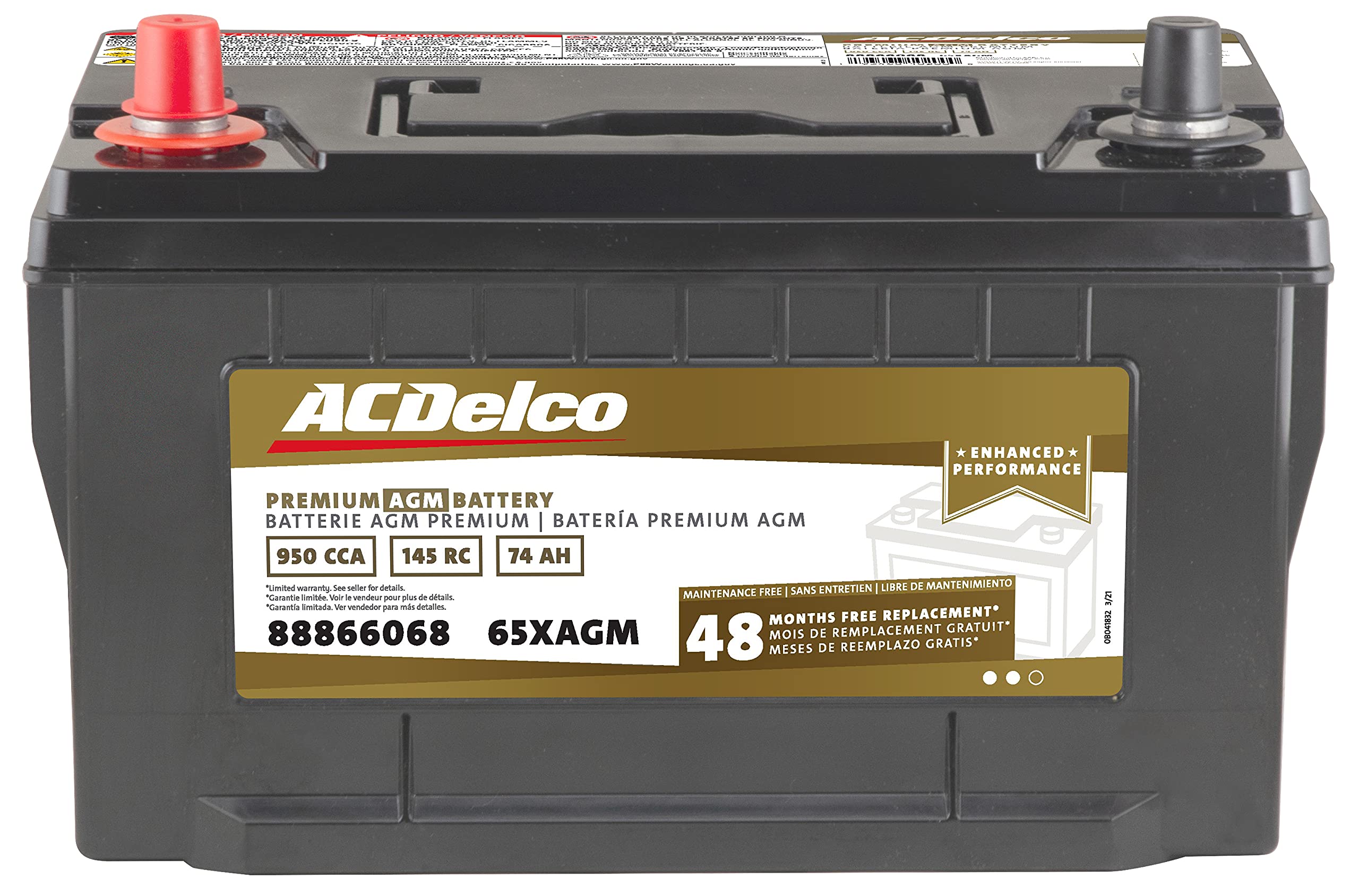 ACDelco Gold 65XAGM 48 Month Warranty Premium AGM BCI Group 65 Battery