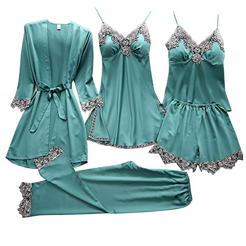 JMMSlmax 4/5PCS Silk Pajamas for Women Sleepwear Loungewear Pajamas Sets for Women Soft Comfy Womens Pajama Sets with Robe