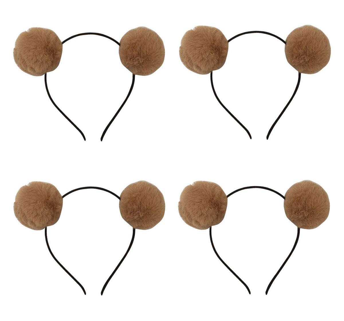 Headband Bear Ears Fluffy Furry Soft Ball Halloween Birthday Party Costume for Girls Boys Women Adults (N set)