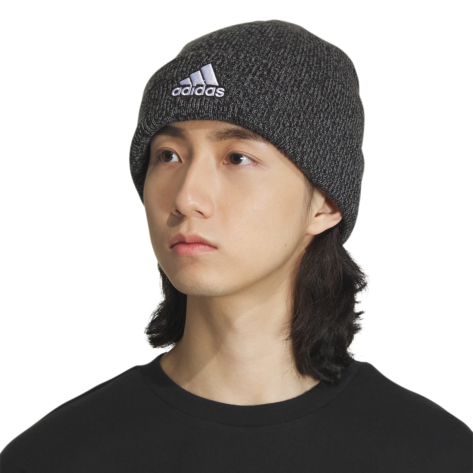adidas Men's Team Issue Fold Beanie, Discontinued, Black-Onix Grey/White F23, One Size