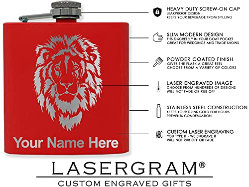 6oz Stainless Steel Flask, Cheerleading Coach, Personalized Engraving Included (Red)
