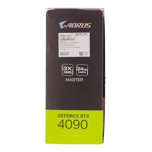 Gigabyte GeForce RTX 4090 AORUS Master 24GB Graphics Card - 24GB GDDR6X, 384bits, LCD Edge View, RGB Fusion, Core 2550Mhz, Metal Back Plate, DP 1.4, HDMI 2.1a, NVIDIA DLSS 3, GV-N4090AORUS M-24GD