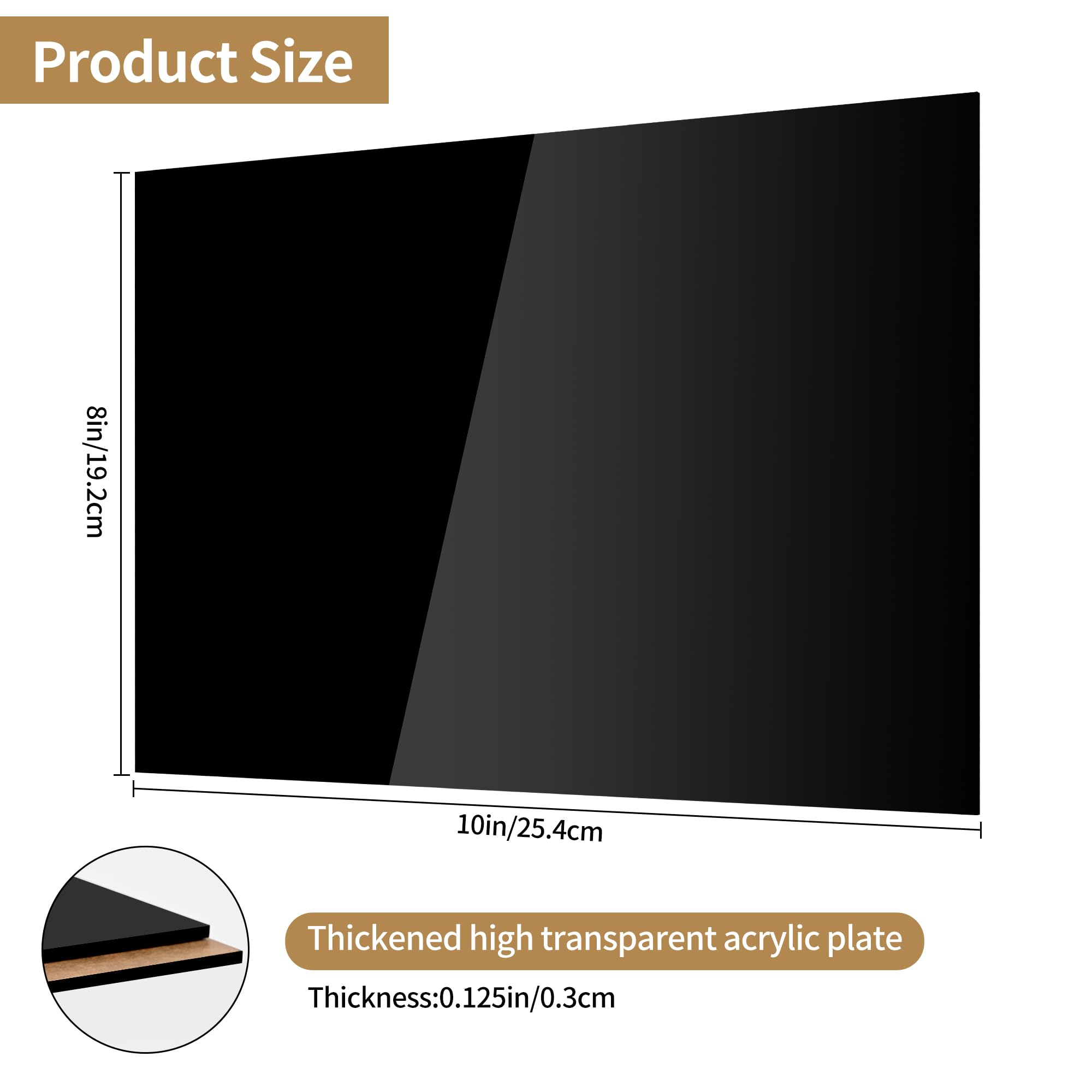Black Acrylic Sheet 8x10 Lesnlok 2 Pieces Black Plexiglass Sheet 1/8 inch Thick, DIY Materials for Home Decor, Handcraft, Painting, Photography,Switch Panel, Display Stand