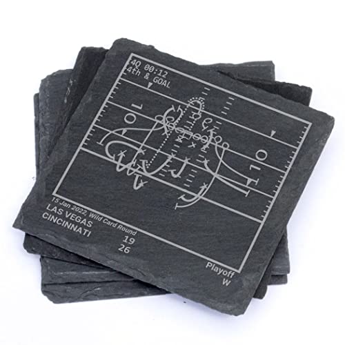 Greatest Bengals Plays: Slate Coasters (Set of 4) | Best Gift Idea for Sports Lovers | Bengals Historic Moments Gifts